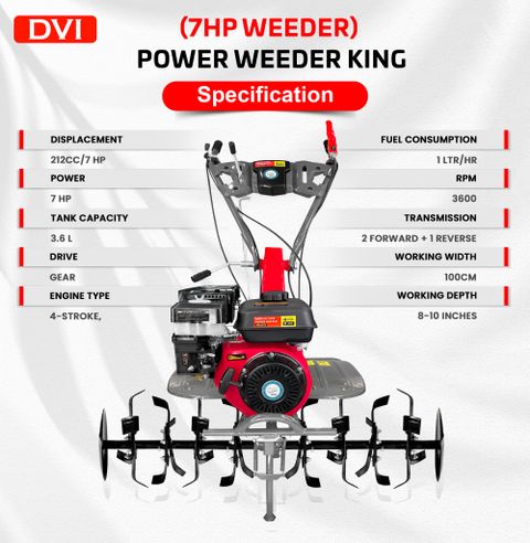 DVI POWER Weeder/Cultivator/Rotary/Tiller 7 HP Engine for Agriculture ...
