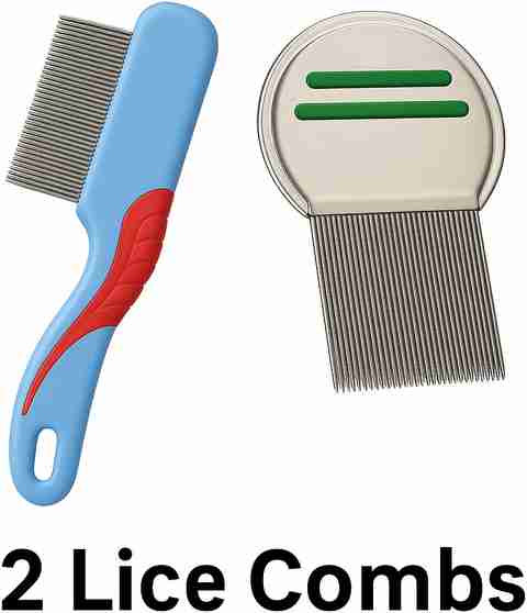 RiKE 2 Pc Lice & Nit Removal Comb Set | Stainless Steel Fine Teeth ...