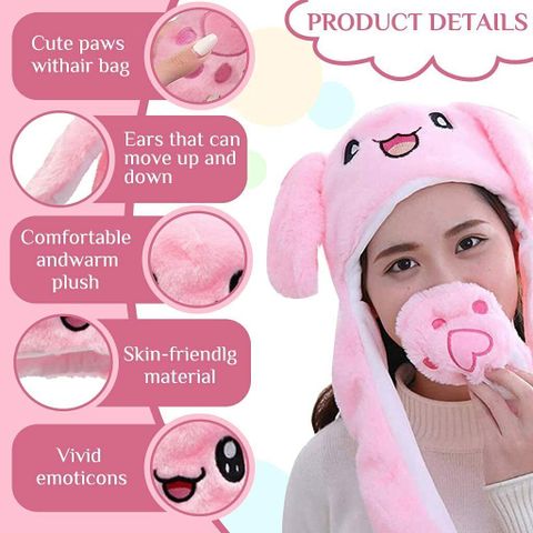 HASTHIP Plush Animal Bunny Dancing Ears Hat, Rabbit Moving Ear Flaps ...