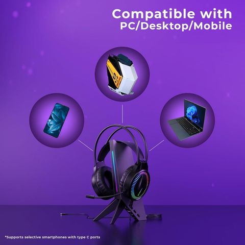 ZEBRONICS Zeb-Blitz C Dolby Atmos Premium Headphone, Flexible Mic,Type ...