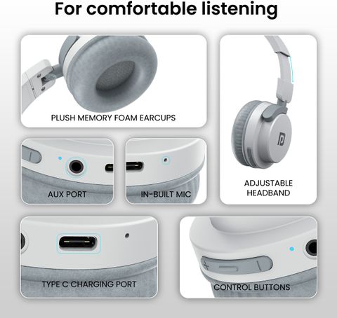 Portronics Muffs M2 Bluetooth Headphones Over Ear,40 Hrs Playtime,40mm ...