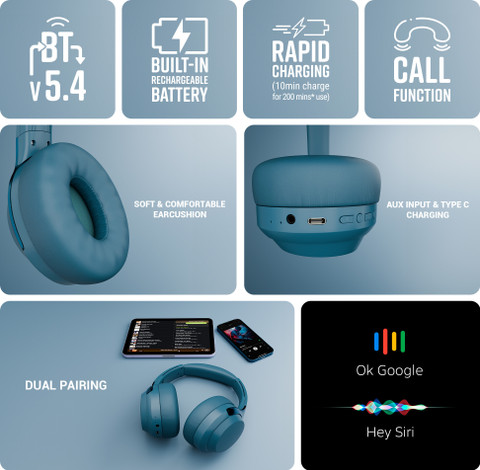 ZEBRONICS ZEB-WHP 6 ( Duke Plus ), 70H Backup, ANC, ENC, Dual Pairing ...