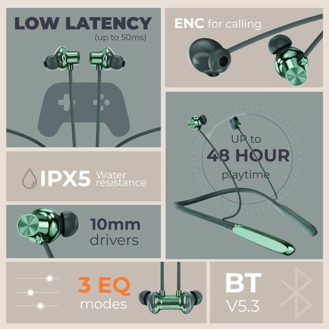 BiBon FANTASY - MAGNETIC POWER OFF/ON 48Hr Playtime Headphone Neckband ...