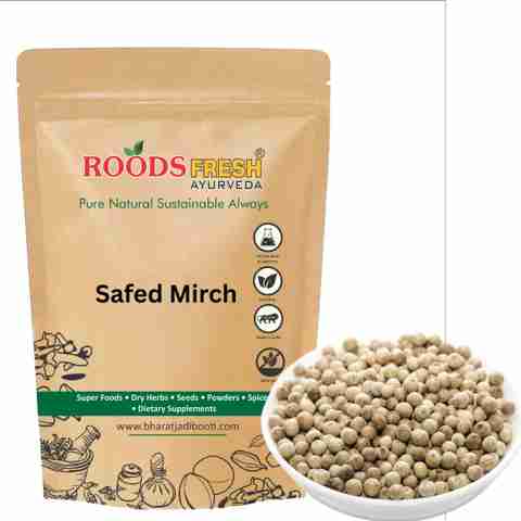 Roods Fresh Pure Natural Whole White Peppercorn (Safed Mirch Sabut ...