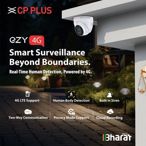 CP PLUS EZ-M32T 3MP 4G Full HD Smart CCTV Camera with Night Vision & 2 ...