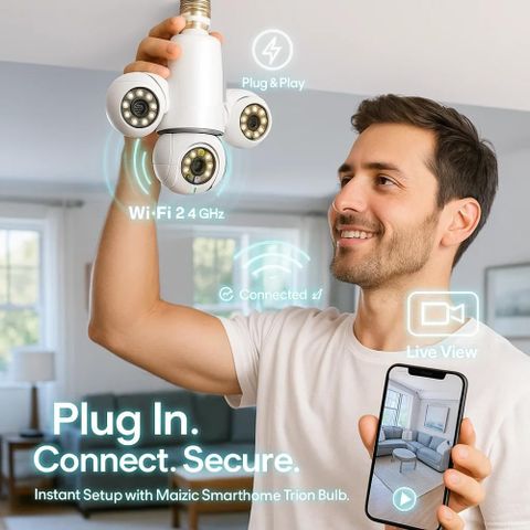 SIOVS WIFI Triple Lens PTZ 360° Bulb camera Surveillance Light with ...