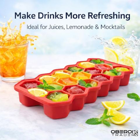 MMHH 17 Cubes Hexagon Silicone Ice Tray, Flexible Freezer Ice Mold Tray ...
