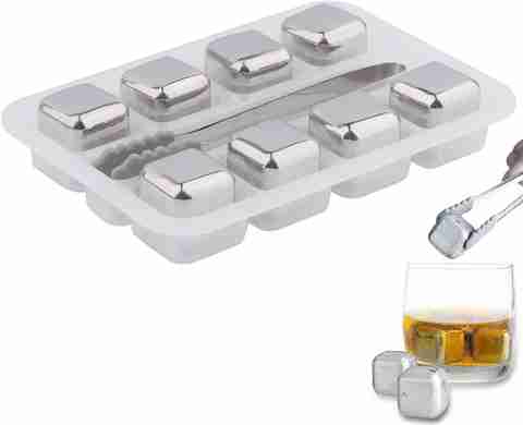 Modinity Stainless Steel 8PC ICE Cube Whiskey Stones Ice Cubes with ...