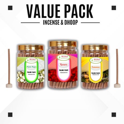 BETALA FRAGRANCE 3 in 1 Value Pack Dhoop Stick, 100 gm Dhup X 3 pack ...