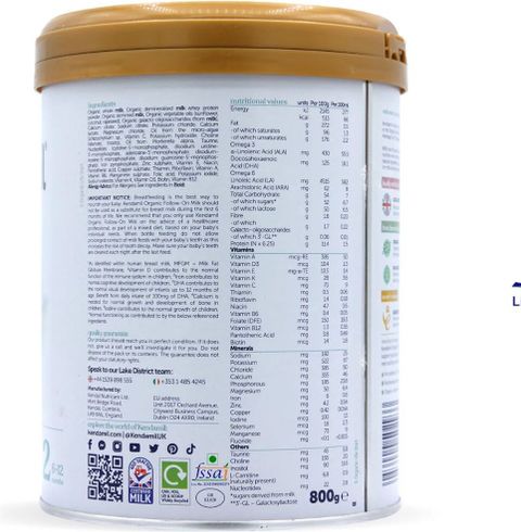 Kendamil Organic Stage 2 Follow-On Formula,British-Made Vegetarian Milk ...