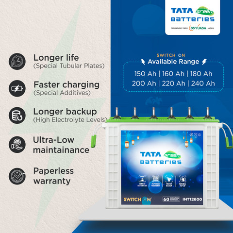 Tata Green Batteries 60 Months Warranty Tubular Inverter Battery Price ...