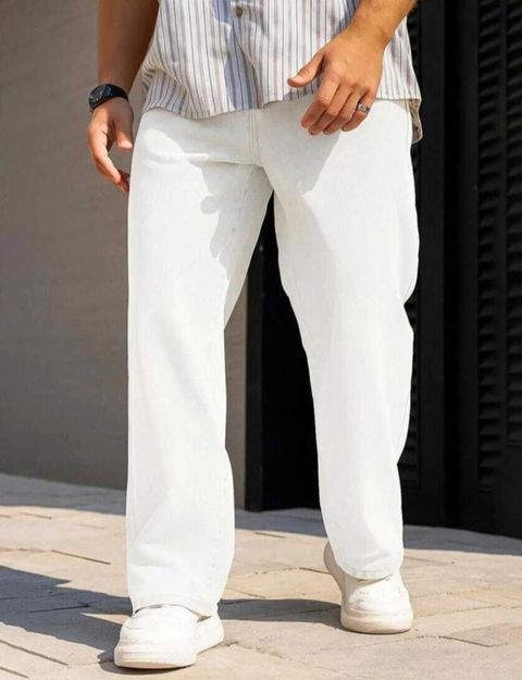 DASHING FIT Loose Fit Men White Jeans - Buy DASHING FIT Loose Fit Men ...