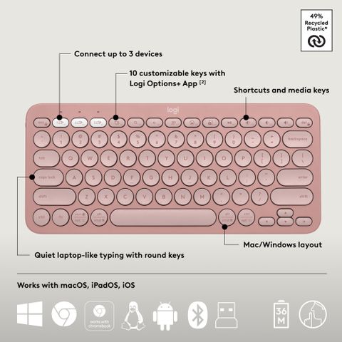 Logitech Pebble 2 Combo Bluetooth Standard Multi-device Keyboard ...