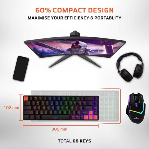 EVOFOX Katana S Mini Rechargeable Mechanical Tri-Mode (3xBT, 2.4GHz ...