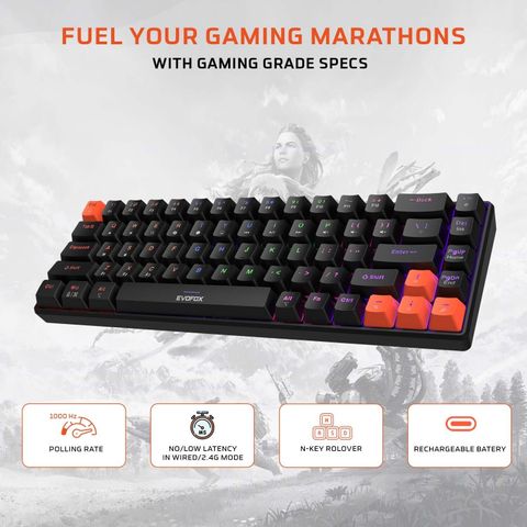 EVOFOX Katana S Mini Rechargeable Mechanical Tri-Mode (3xBT, 2.4GHz ...