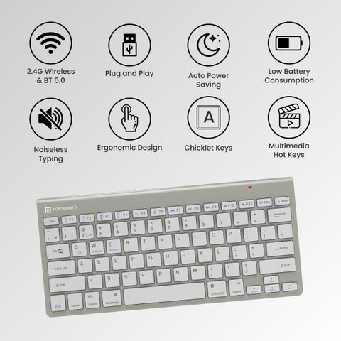 Portronics POR 1842 Wireless Standard Laptop Keyboard Compatible with ...