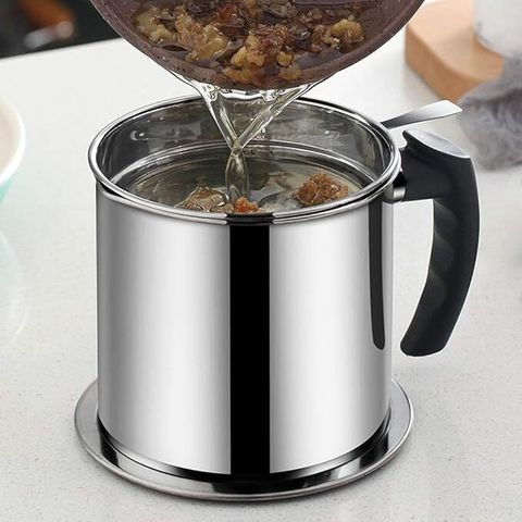 Leftdin Stainless Steel Oil Strainer Pot with Filter & Lid for Reuse ...