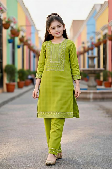 GLAMOUR WORLD GARMENTS Girls Embroidered Straight Kurta - Buy GLAMOUR ...