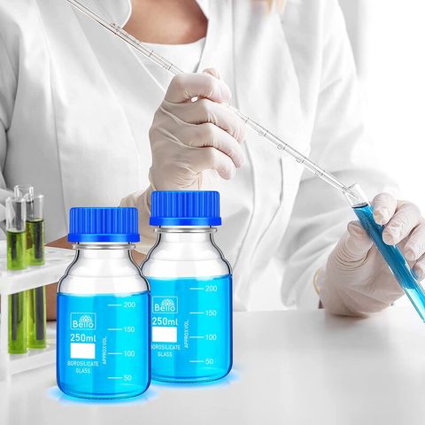Bello Borosilicate reagent bottle 25ml, 100ml & 250ml with Blue Screw ...