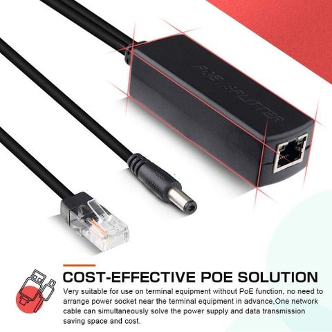 WiredCom Power Over Ethernet Splitter 48V to 12V for POE Devices ...