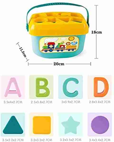 BHVMEY Baby First Sorting Blocks Colourful Shapes Alphabets Learning ...