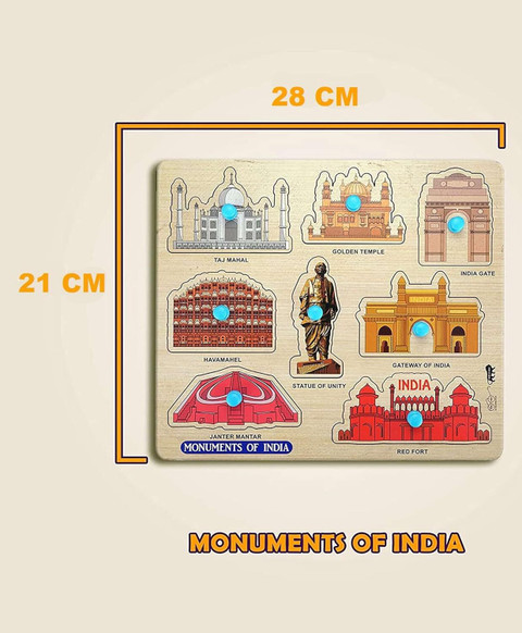 littlewish Kids Toys Pre-School Monuments India map Wooden Puzzle ...