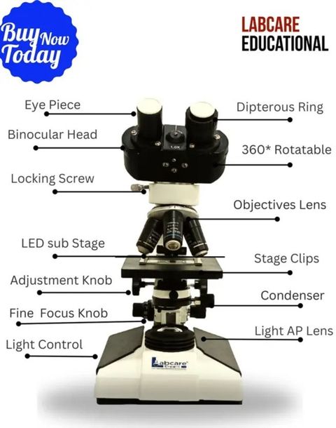 labcare Binocular LED Educational Microscope 1000X with 25 Prepared ...
