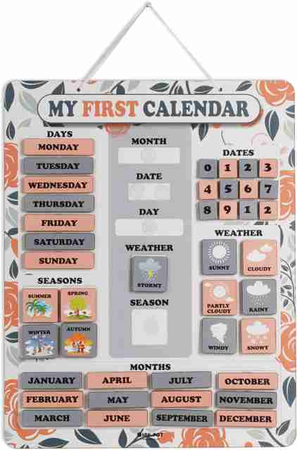 My First Calendar Board For Kids Preschool Wall Hanging Learning ...