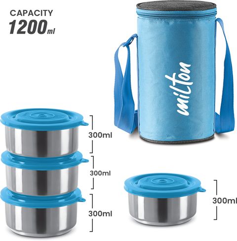 Flipkart.com | MILTON Ambition 4 Stainless Steel Tiffin, 300 ml Each ...