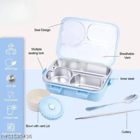 Flipkart.com | EVARA INTERNATIONAL 100% LEAK PROOF 3 COMPARTMENT STEEL ...