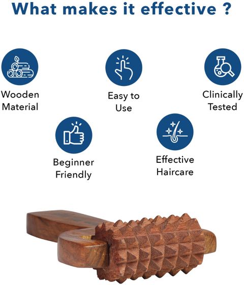 Adon Wooden Handheld Roller | For Hair Growth | Blood Circulation ...
