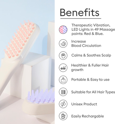 PROTOUCH LED Hair Growth Therapy Comb for hair growth with Red & Blue ...