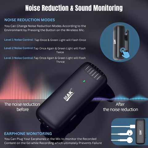 SYARA J13 Wireless Microphone Collar Mic For Vlogging/YouTube/Video ...