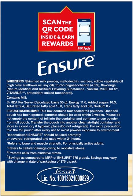 ENSURE Clinically Proven Nutritional Drink For Adults, Vanilla Price in ...