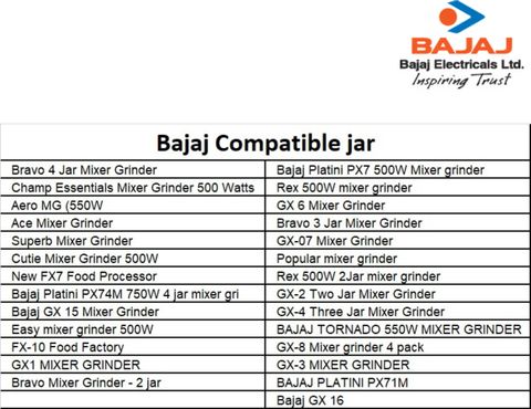 BAJAJ Dry Jar GX7 Mixer Grinder Original Spare Jar with Blade & Lid ...