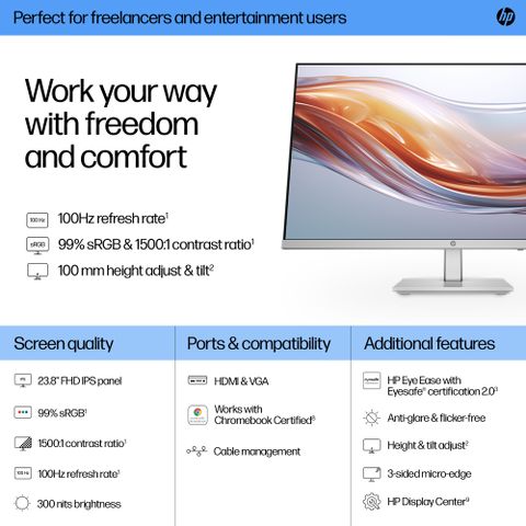 HP Series 5 60.45 cm (24 inch) Full HD LED Backlit IPS Panel with On ...