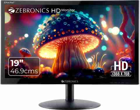 ZEBRONICS 46.99 cm (19 inch) HD LED Backlit TN Panel HDMI, VGA Input ...