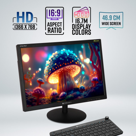 ZEBRONICS 46.99 cm (19 inch) HD LED Backlit TN Panel HDMI, VGA Input ...