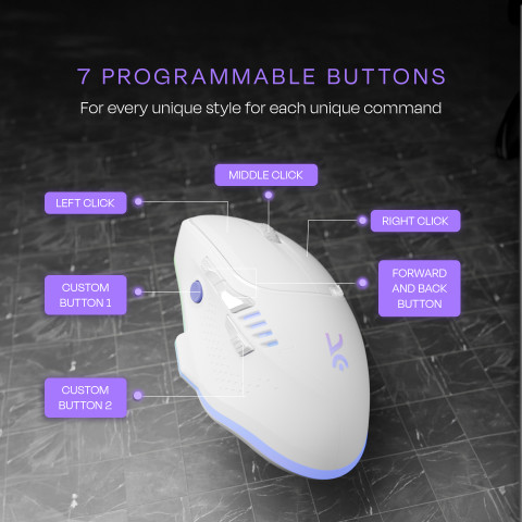 Kreo Hawk Wired Ambidextrous Optical Gaming Mouse Programmable Buttons ...