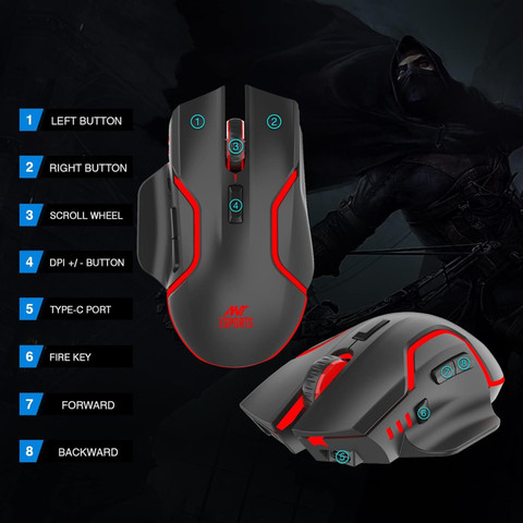Ant Esports GM320 Pro Optical Wireless Gaming Mouse Ergonomic Optical ...