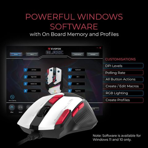 EVOFOX Blaze Wired Ambidextrous Optical Gaming Mouse 12800 DPI Gaming ...