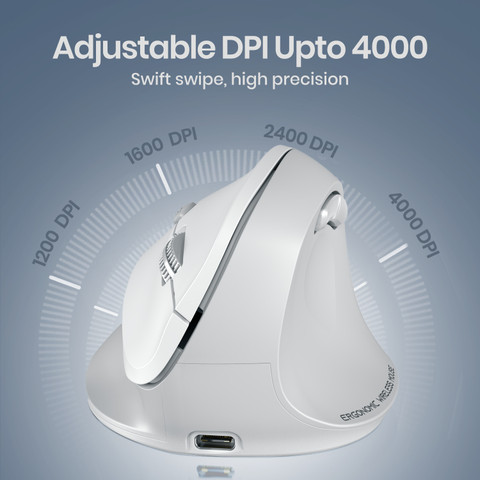 Portronics Toad Ergo 4 Vertical Wireless Bluetooth Mouse,Upto 4000 DPI ...