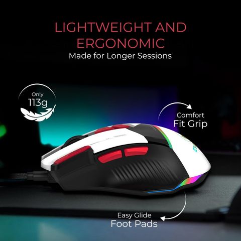 EVOFOX Blaze Wired Ambidextrous Optical Gaming Mouse 12800 DPI Gaming ...