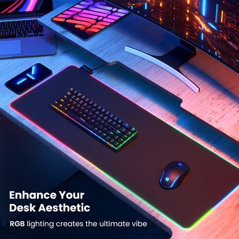 Portronics Comfipad Glow Gaming Mouse Pad, RGB Lights, Non-Slip Base ...