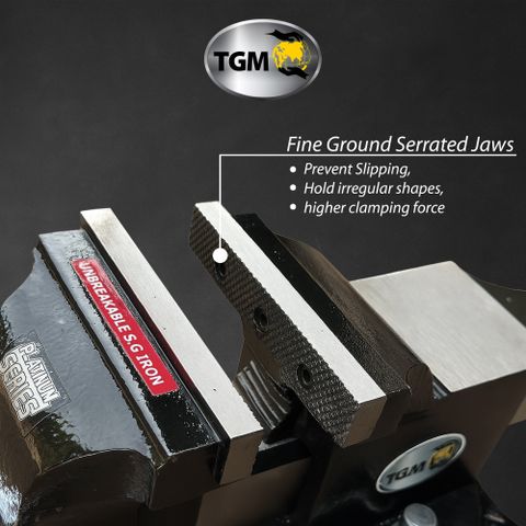 TGM METALLICS Industrial Bench Vice 150MM Swivel Base SG Iron 6 Inch ...