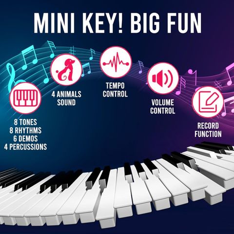 GUGGU Piano Keyboard with Mic, 8 Tones & 37 Keys Portable Electronic ...