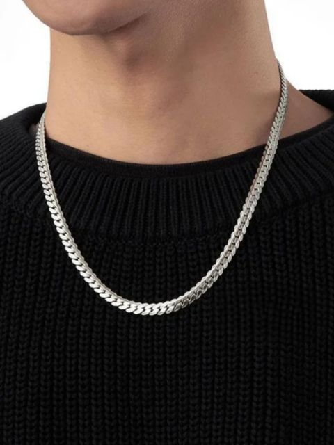 RAPPERSSHOP Stainless Steel 4mm Snake Chain Sterling Silver Plated ...