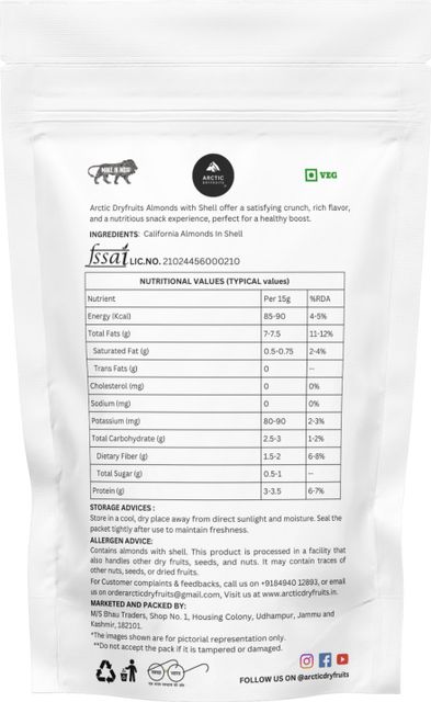 Arctic Dryfruits California Almonds in Shell 250g | Whole Natural Badam ...