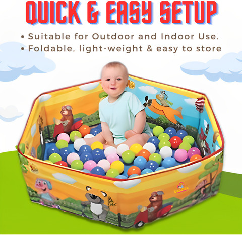 DANDLES Ball Pool with 50 Colour-Full Balls Kids Play Tent House for 6M ...