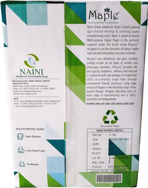 Flipkart.com | naini MAPLE A4 SIZE PAPER Unruled A4 70 gsm A4 paper ...